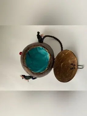 Accessories | Vintage Handpainted Coconut Shell Purse With Blue Eyes ...